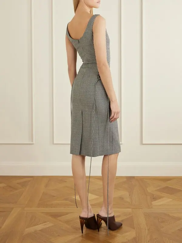 Alexander McQueen Checked Wool Bustier Midi Dress