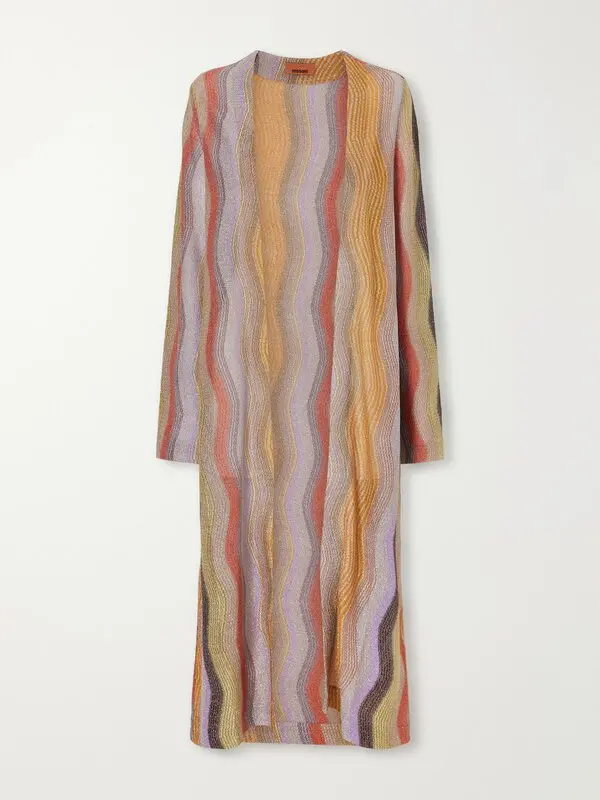Missoni Striped Metallic Crochet-knit Cardigan