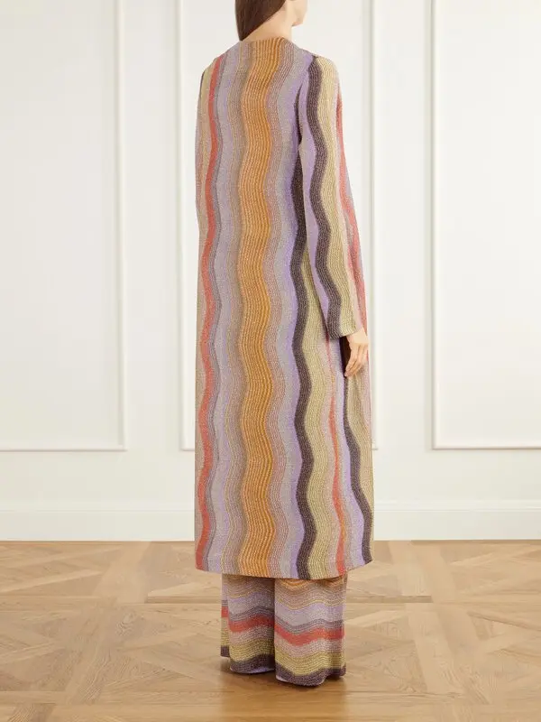 Missoni Striped Metallic Crochet-knit Cardigan