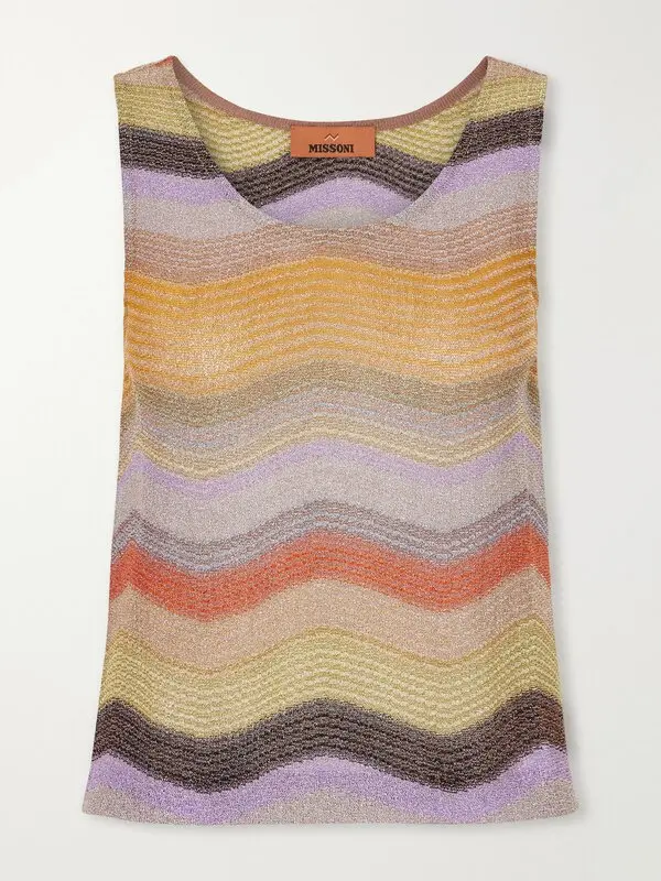 Missoni Striped Metallic Crochet-knit Tank Top - Multi