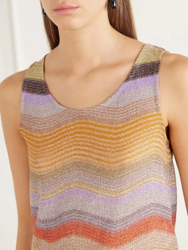 Missoni Striped Metallic Crochet-knit Tank Top - Multi