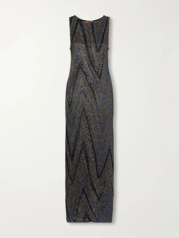Missoni Sequin-embellished Striped Metallic Crochet-knit Maxi Dress - Multi