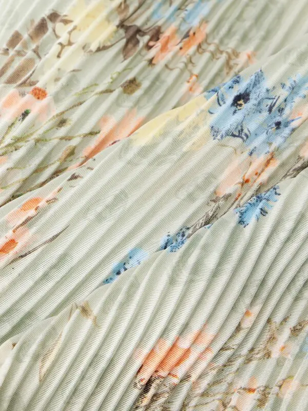 Alexander McQueen Floral-print Pleated Silk-twill Scarf
