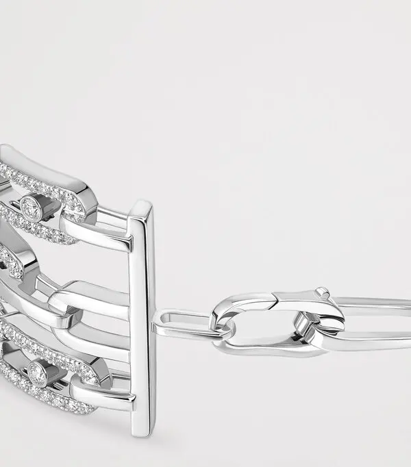 Messika Move Link White Gold And Diamond Multi-row Cuff Bracelet