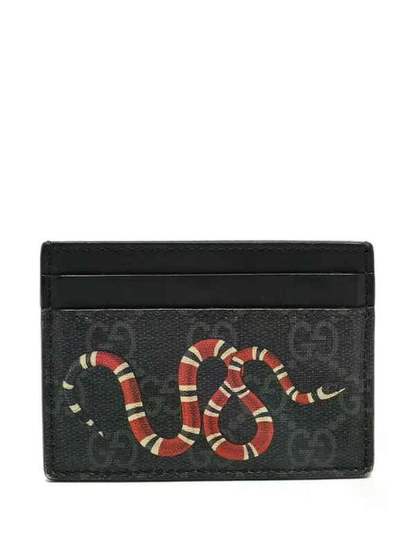Gucci Kingsnake Gg Supreme Card Holder - Black