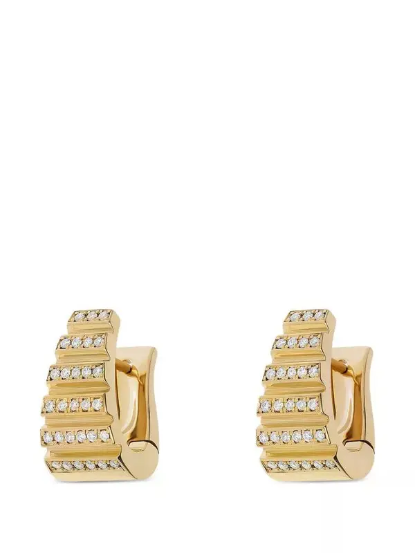 AZLEE Large Escalier Diamond Hoop Earrings - Gold