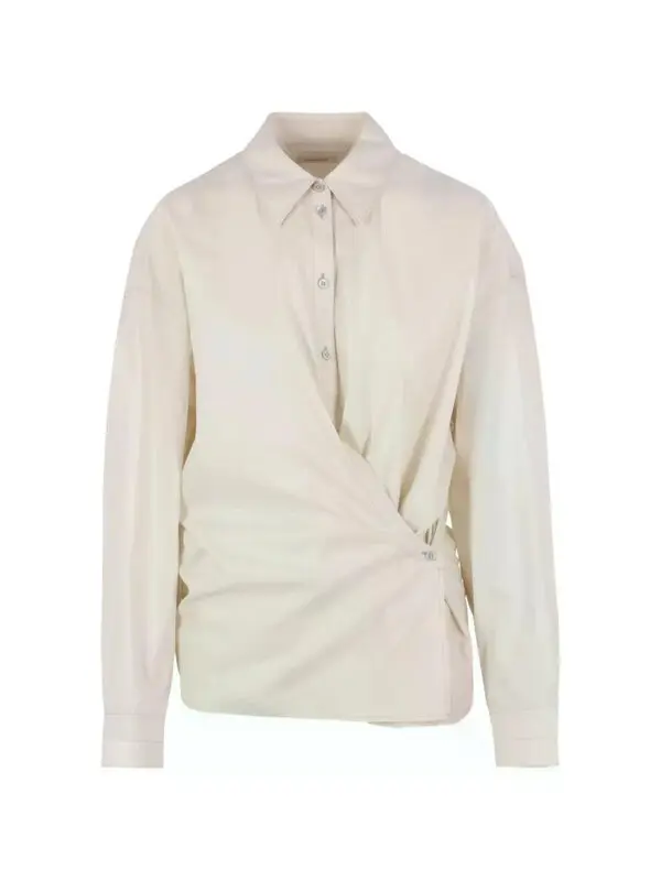 LEMAIRE Asymmetric Gathered Polo Shirt - Neutrals