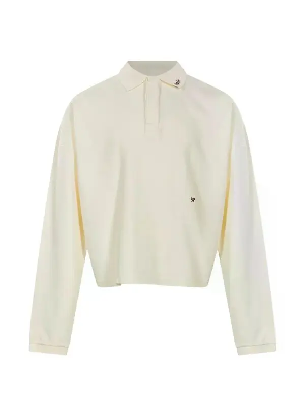 Rhude Logo-embroidered Long-sleeve Polo Shirt - Neutrals