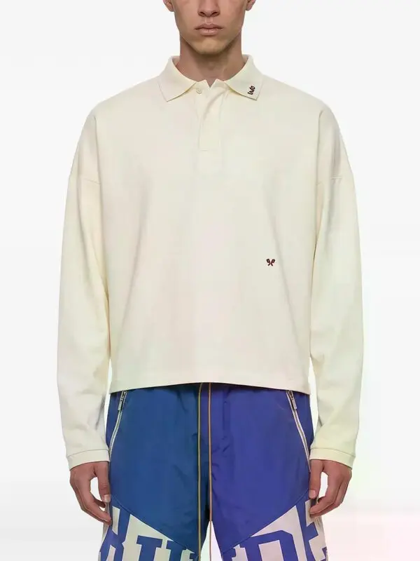Rhude Logo-embroidered Long-sleeve Polo Shirt