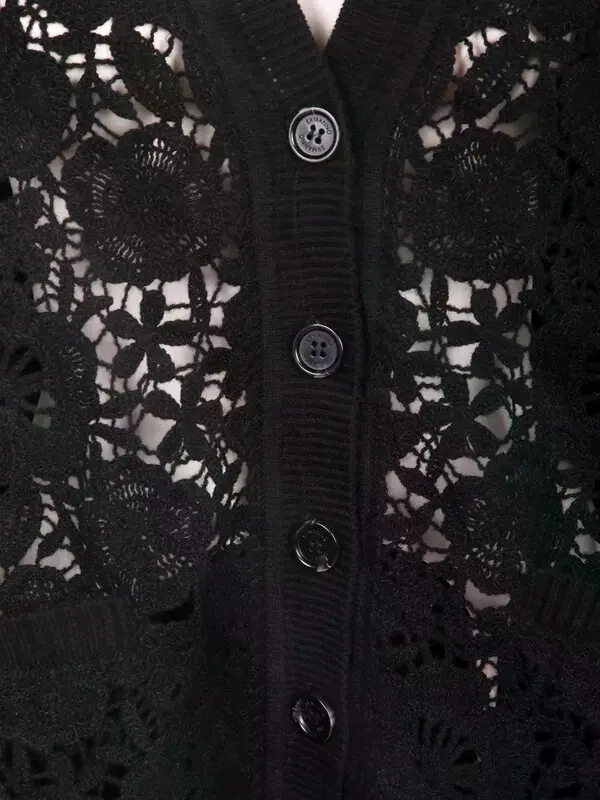 ERMANNO FIRENZE Floral-embroidered Lace-panel Cardigan