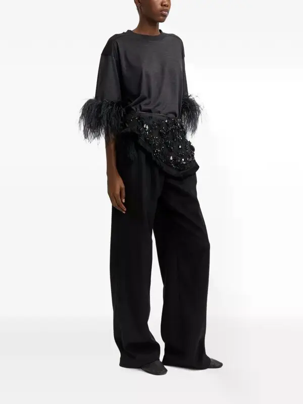 16Arlington Teodora Feather-trim T-shirt