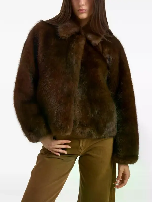 VALENTINI Spread-collar Textured Coat - Brown