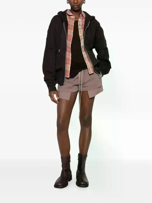 Rick Owens Fog Drawstring Layered-panel Shorts