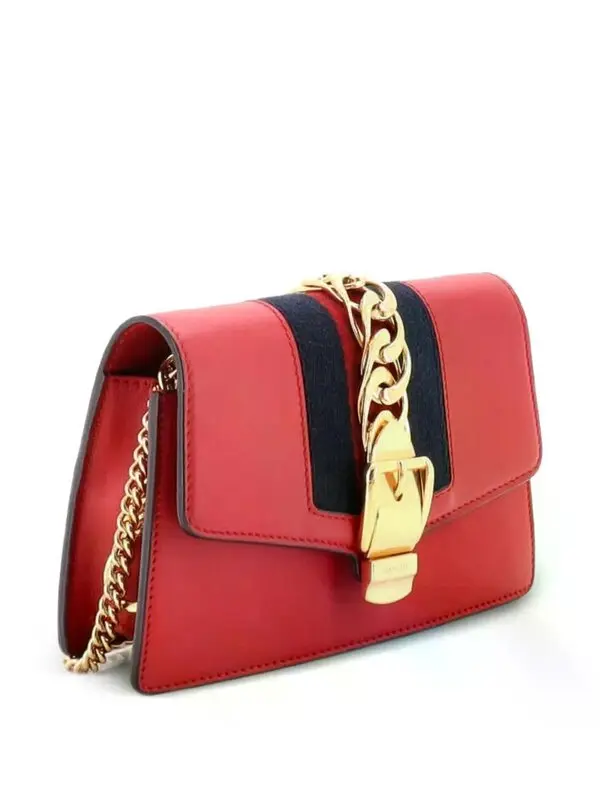 Gucci Sylvie Chain Shoulder Bag Leather Mini Crossbody Bag - Red