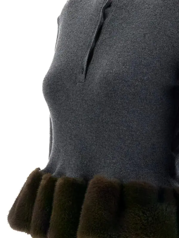 Stella McCartney Mink Trim Crewneck Sweater - Grey