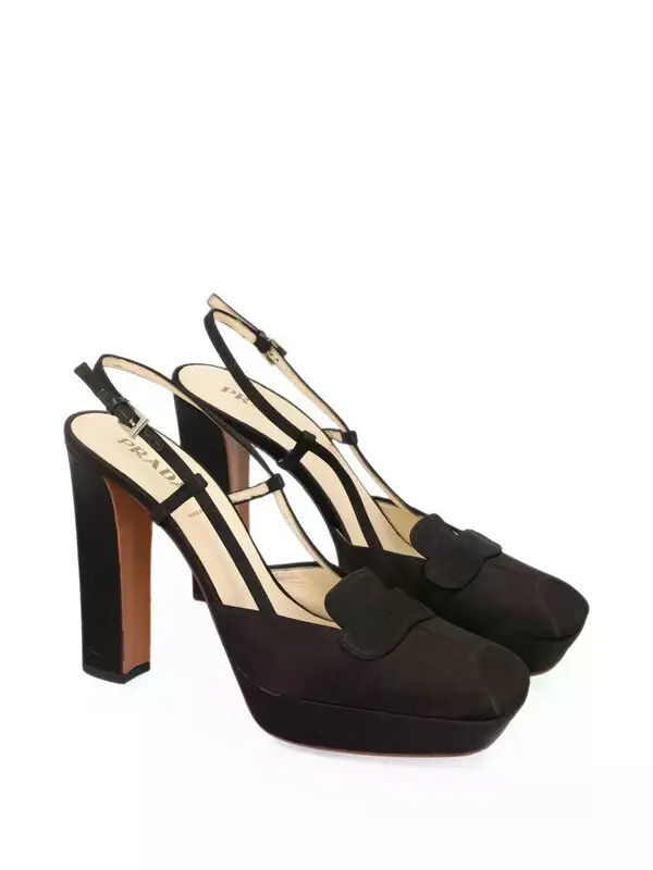 Prada Slingback Platform Leather Sandals