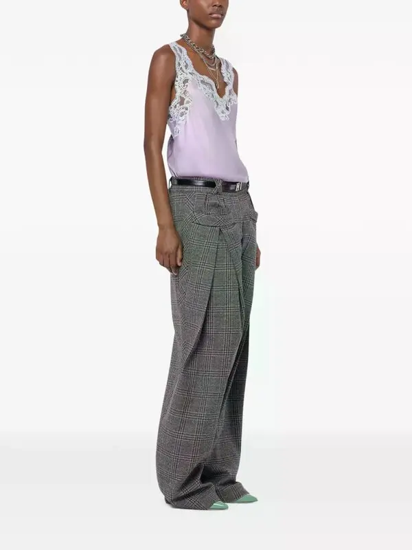 Rabanne Lilac Silk Tank Top With Lace Detailing