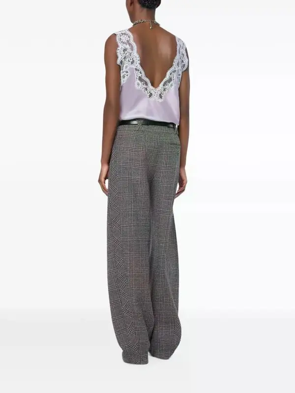 Rabanne Lilac Silk Tank Top With Lace Detailing