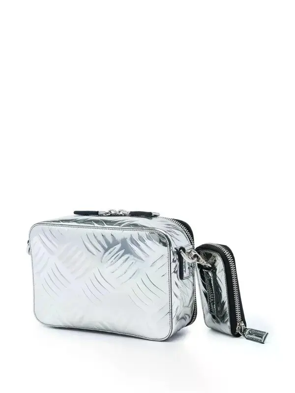 Prada 2013-2026 Metallic Spazzolato Embossed Leather Brique Crossbody Bag
