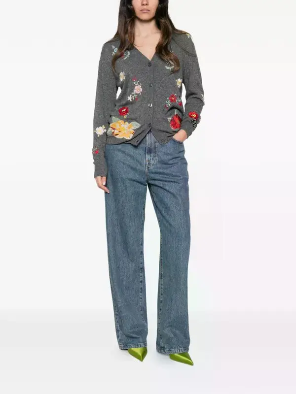 5 PROGRESS Floral-embroidered Cardigan