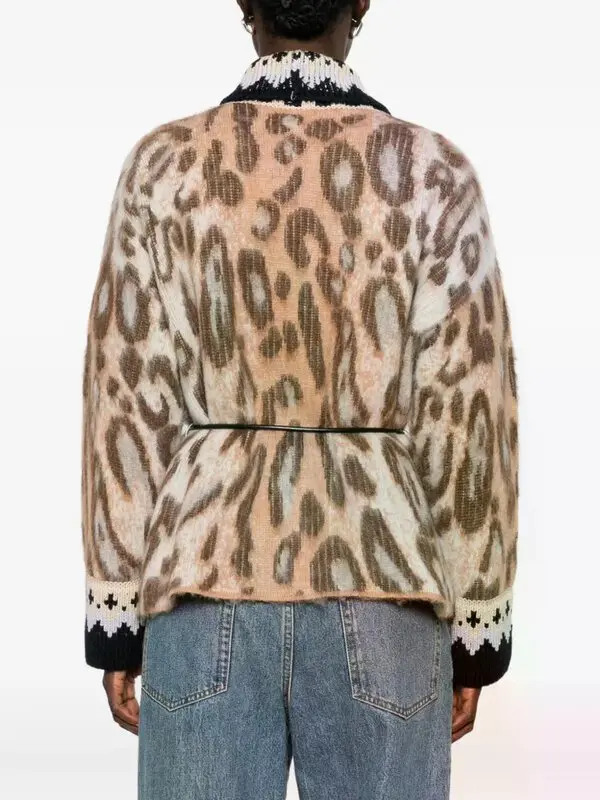 FORTE_FORTE Leopard-print Belted Cardigan