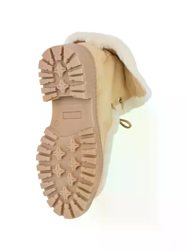 YVES SALOMON Shearling-trim Suede Ankle Boots - Neutrals