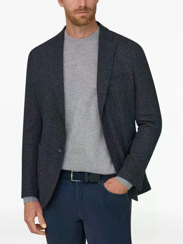 Boggi Milano Blazer Houndstooth Cotton Blend B Jersey