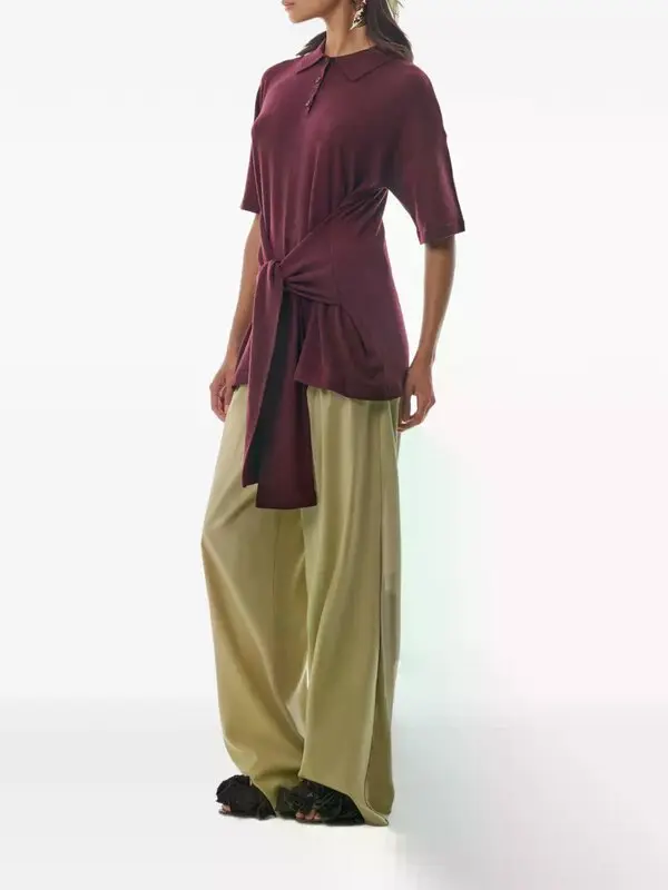 MEGUSTA Tie-waist Polo Shirt - Red