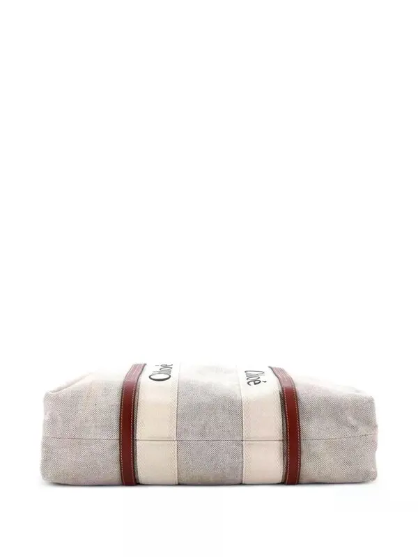 Chloé Woody Canvas With Leather Large Tote Bag