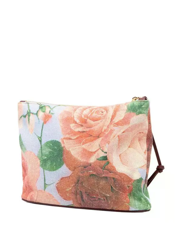 Loewe 2023 Paulas Ibiza Canvas Rose Print Clutch Bag