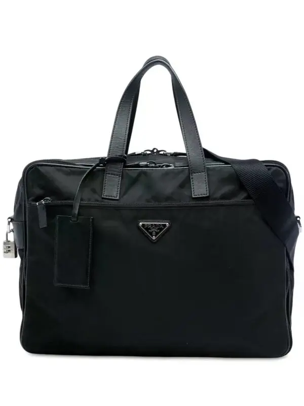Prada 2013-2026 Saffiano Trimmed Tessuto Business Bag