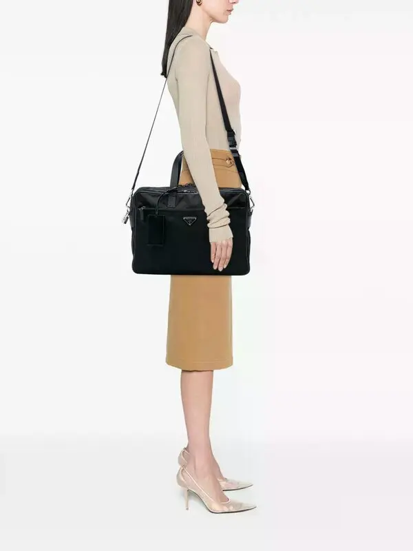 Prada 2013-2026 Saffiano Trimmed Tessuto Business Bag