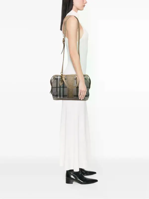 Burberry 2000-2017 Smoke Check Coated Canvas Gilmoure Satchel