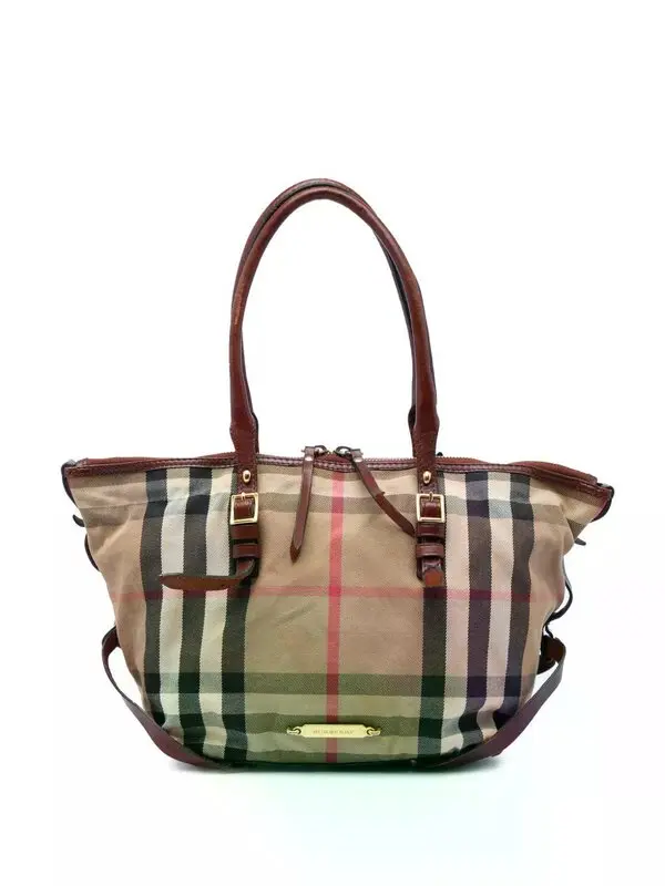 Burberry 2000-2017 Small House Check Canvas Bridle Salisbury Tote Bag - Brown