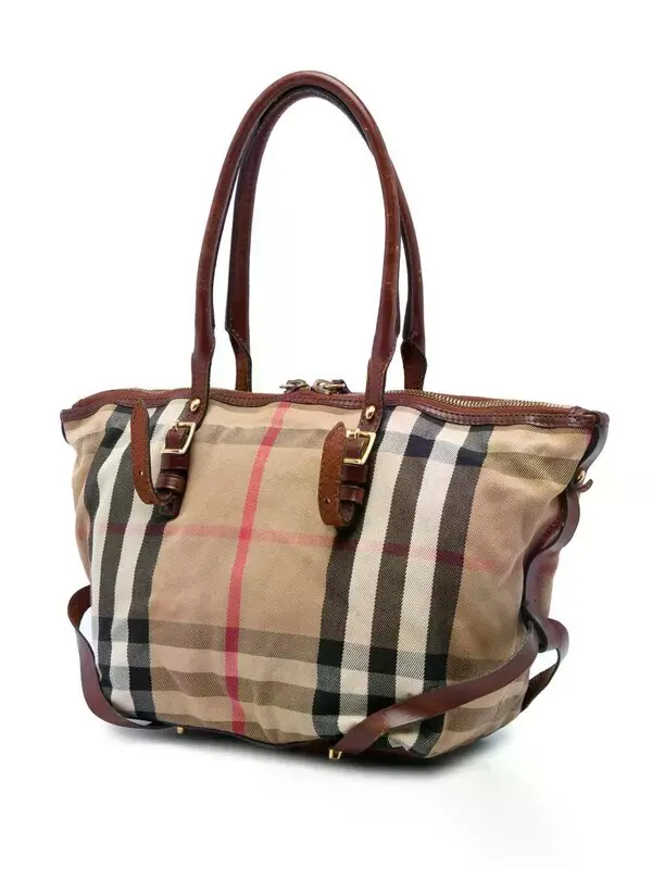Burberry 2000-2017 Small House Check Canvas Bridle Salisbury Tote Bag - Brown