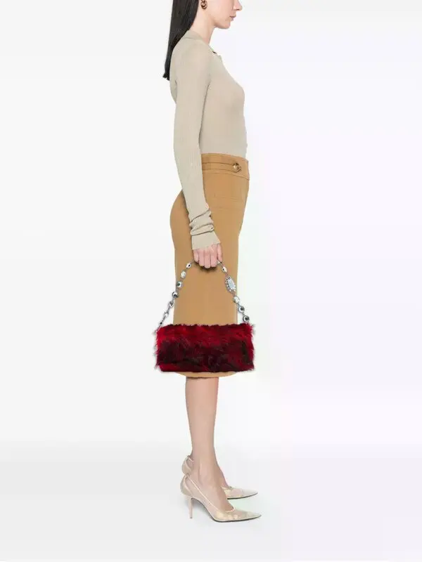 Miu Miu 2000-2026 Faux Fur Crystal Flap Satchel
