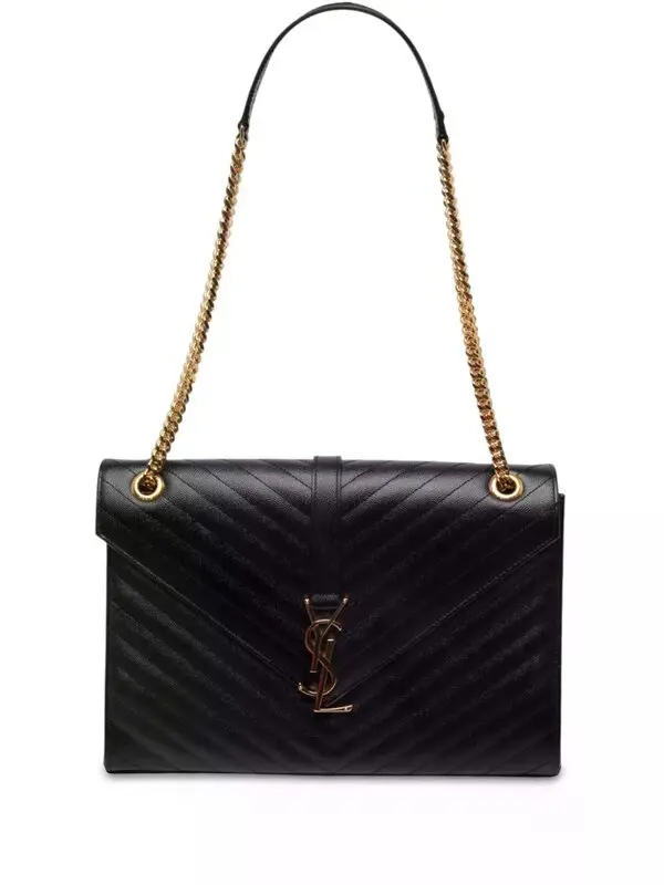 Saint Laurent 2014 Large Chevron Grain De Poudre Monogram Envelope Bag Shoulder Bag