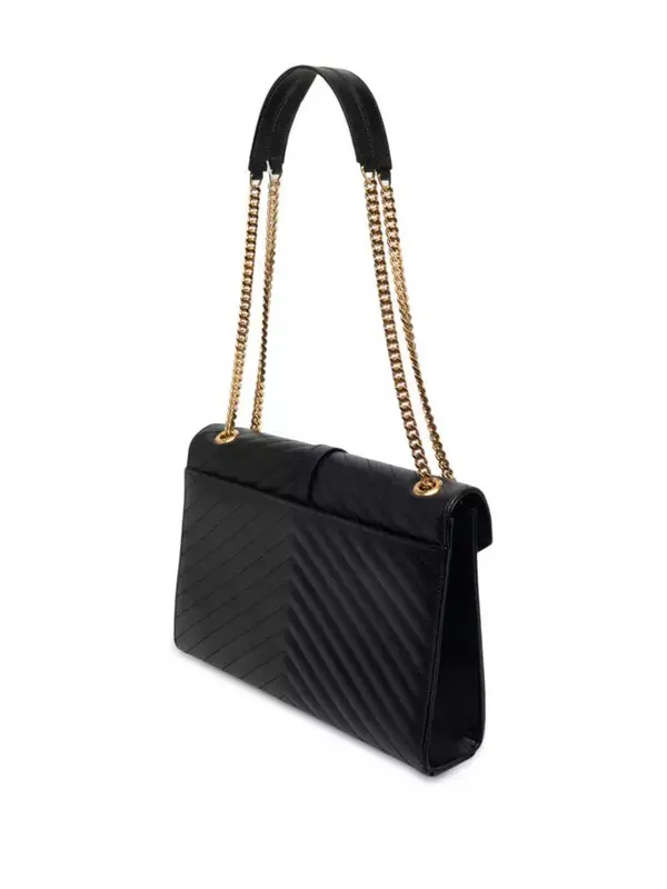 Saint Laurent 2014 Large Chevron Grain De Poudre Monogram Envelope Bag Shoulder Bag