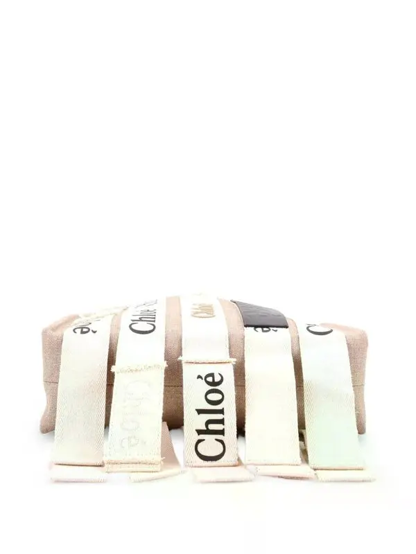 Chloé Woody Convertible Linen With Tassels Medium Tote Bag