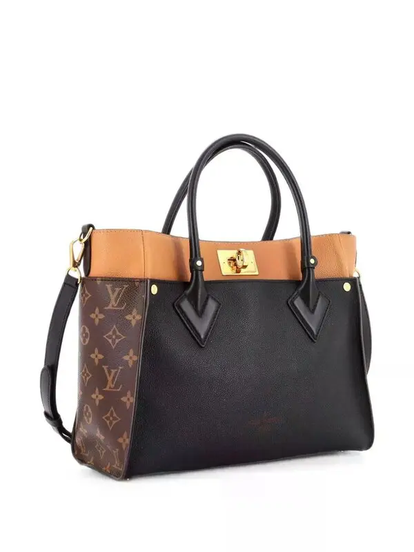 LOUIS VUITTON On My Side Leather With Monogram Canvas Mm Tote Bag