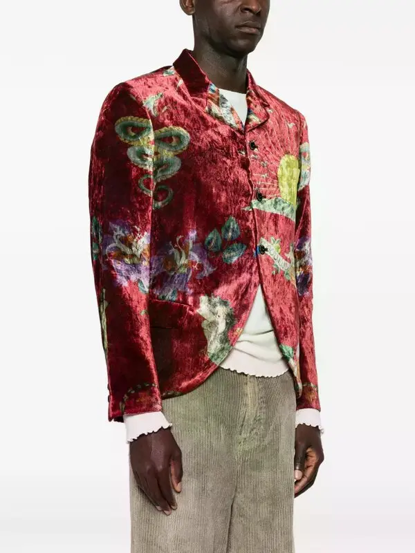 Yohji Yamamoto Tattoo-print Velvet Blazer
