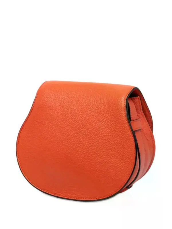 Chloé 2021 Small Grained Leather Marcie Saddle Crossbody Bag - Orange