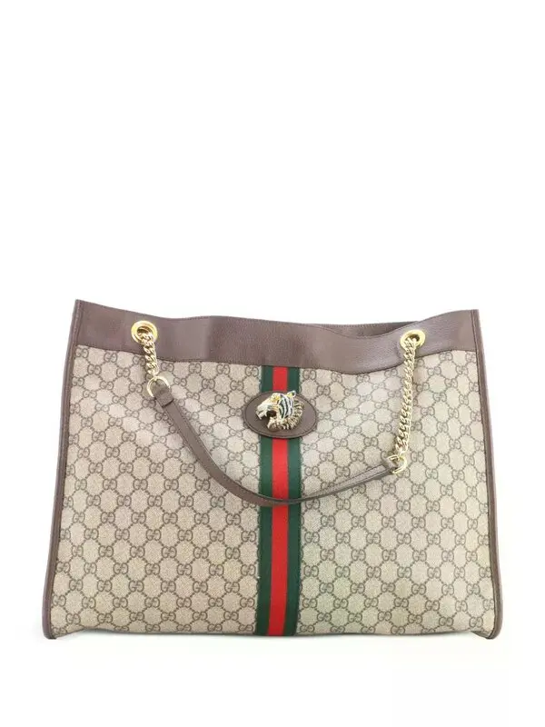 Gucci Rajah Chain Gg Coated Canvas Large Tote Bag - Brown