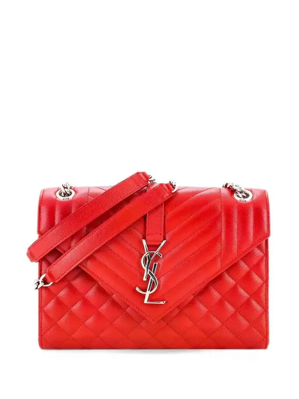 Saint Laurent Classic Monogram Envelope Satchel Mixed Matelasse Leather Medium Shoulder Bag