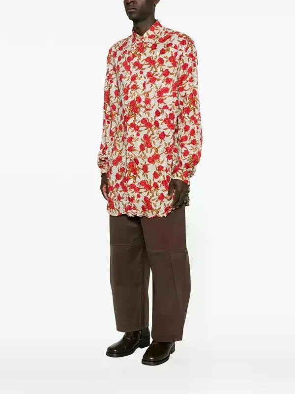 Yohji Yamamoto Floral-print Cotton Shirt