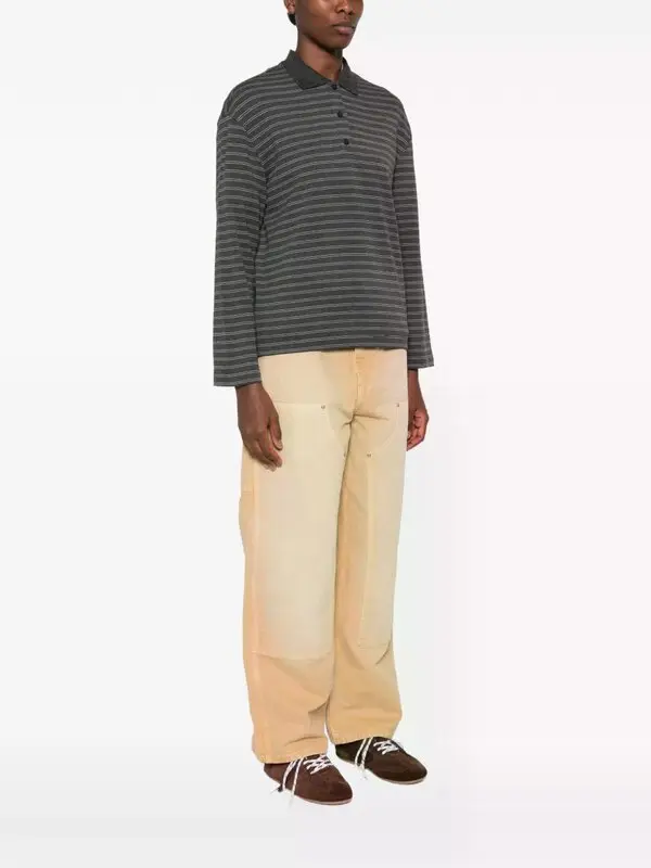 ELEH Striped Long-sleeve Polo Shirt