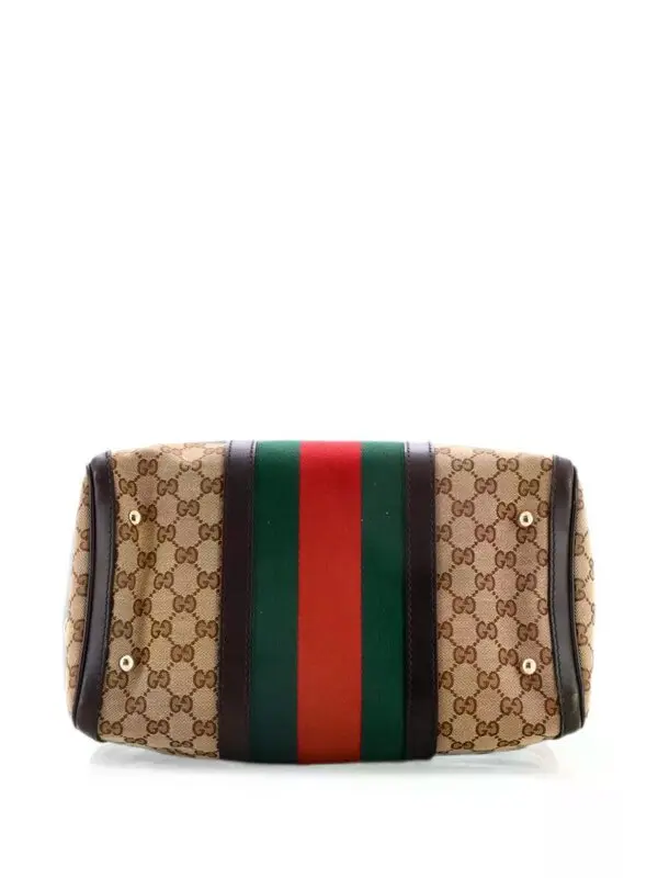 Gucci Vintage Web Boston Bag Gg Canvas Medium Satchel