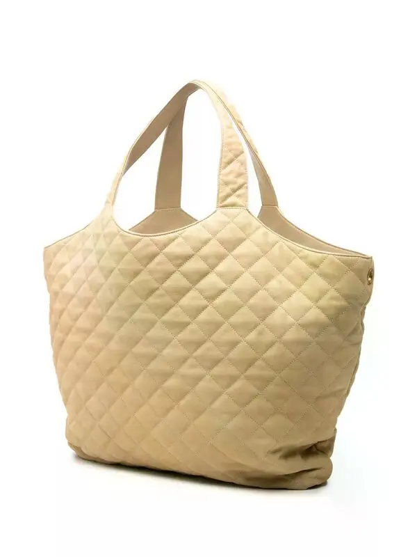 Saint Laurent 2023 Maxi Quilted Nubuck Icare Shopping Tote Bag - Neutrals
