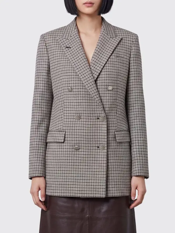 Tagliatore Double-breasted Wool-blend Blazer With Houndstooth Pattern
