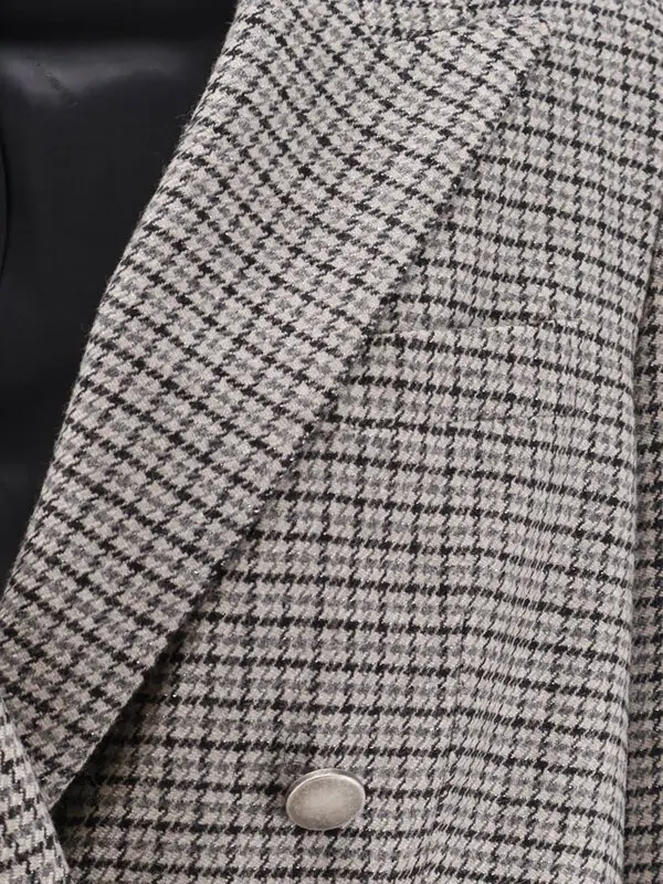 Tagliatore Double-breasted Wool-blend Blazer With Houndstooth Pattern